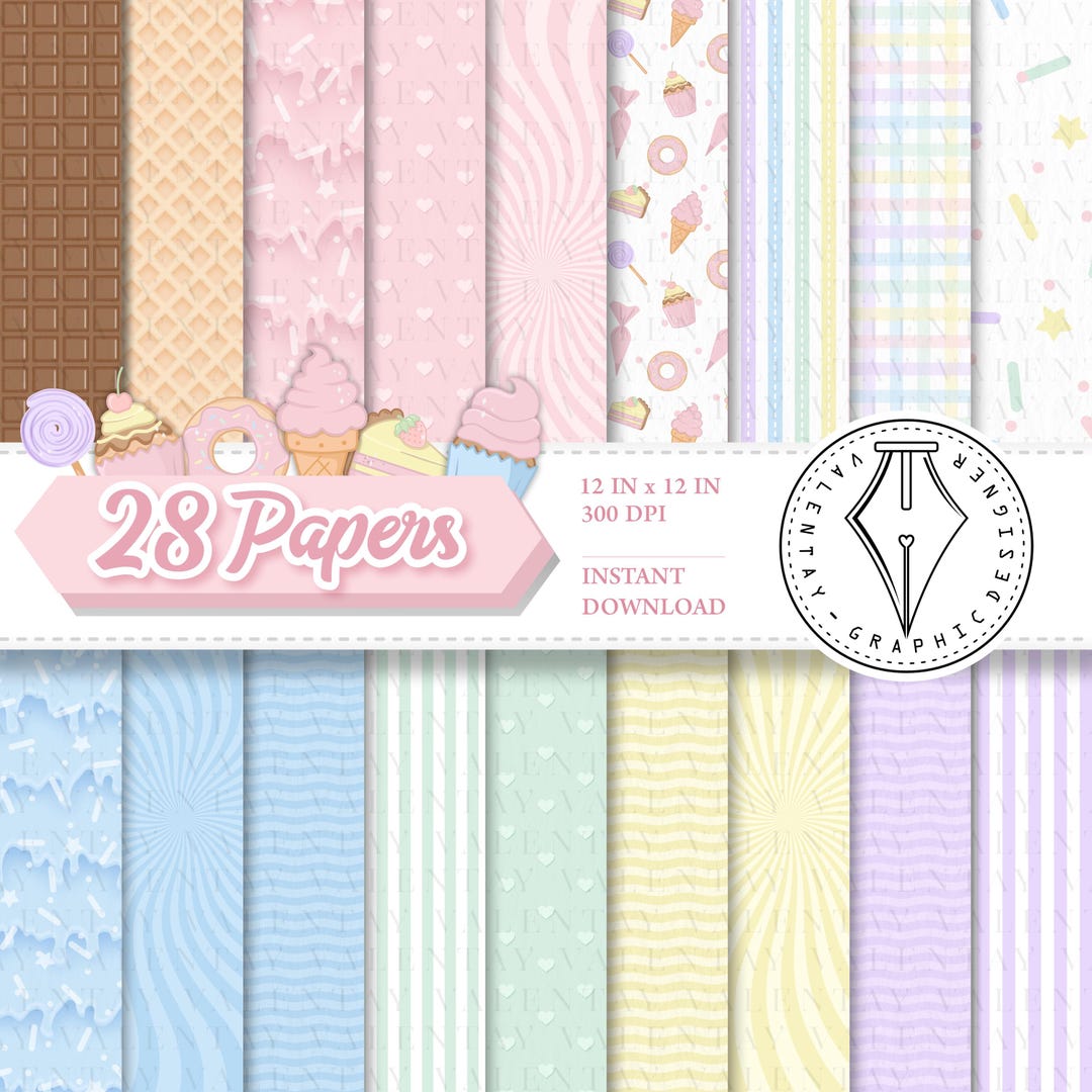 Sweets & Treats Digital Paper, Cupcakes, Donuts, Candy, Sprinkles ...
