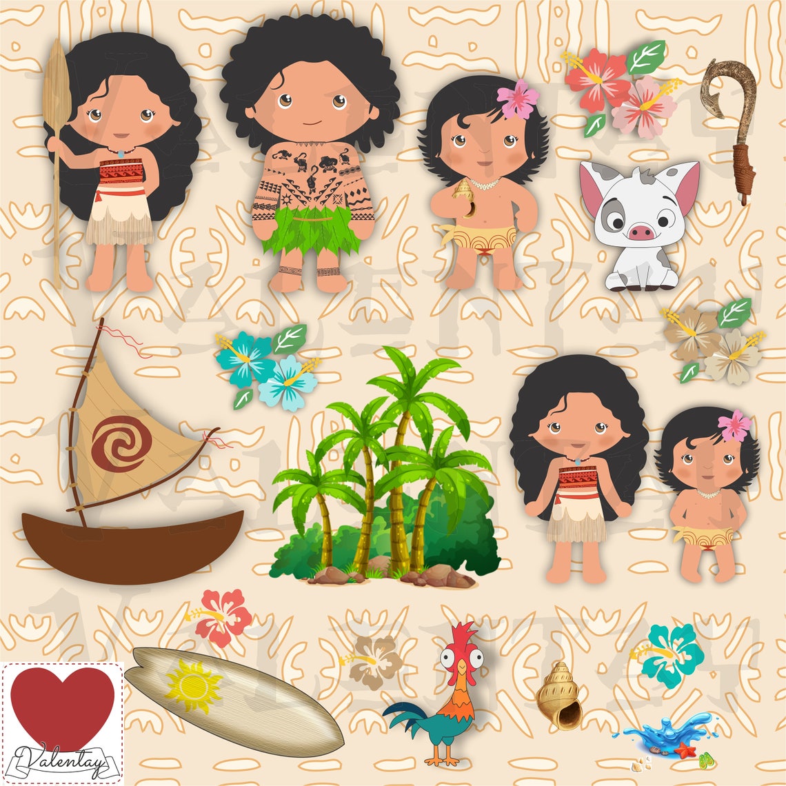 Moana Digital Paper Moana Cute Clipart Moana Baby Clip Art - Etsy