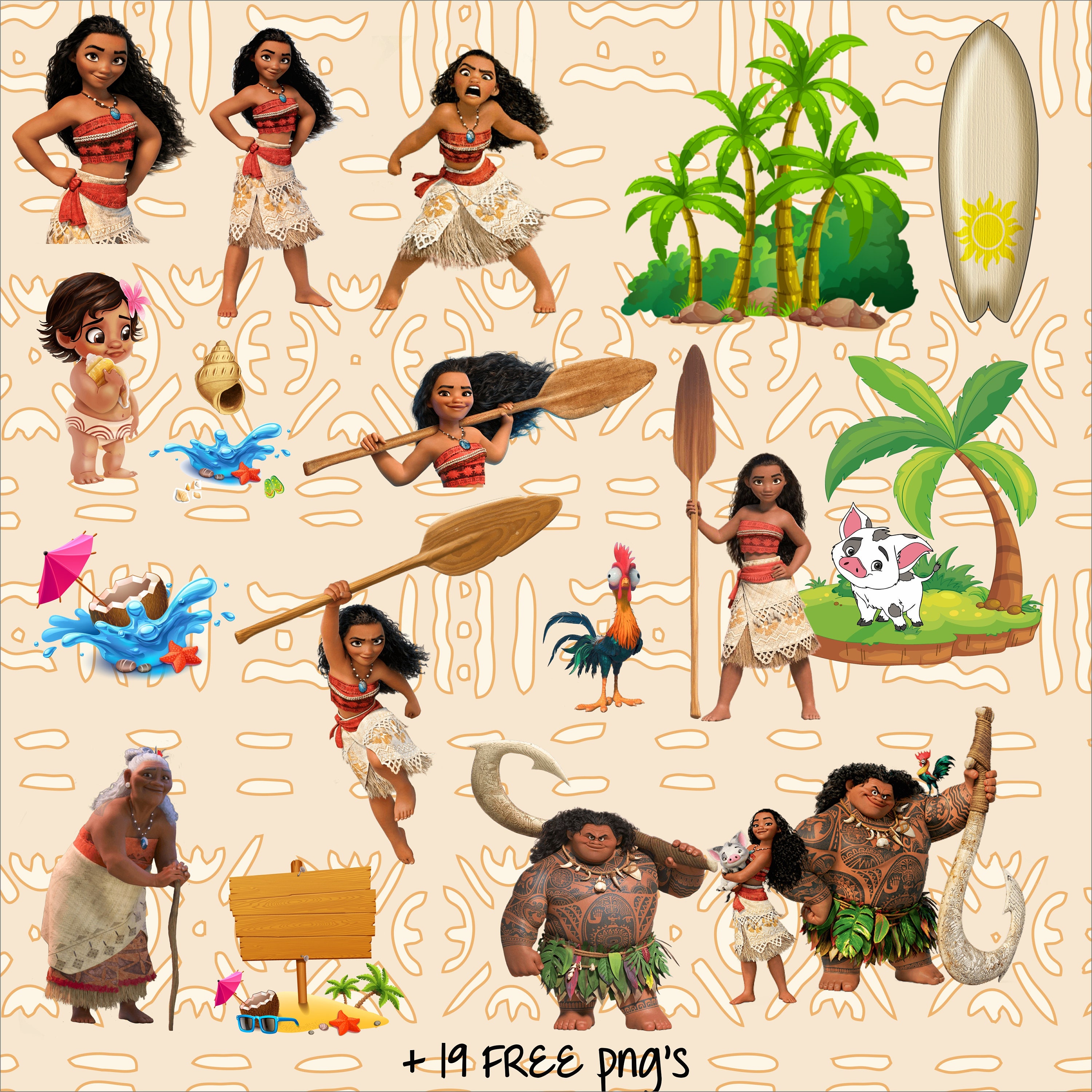 Moana Digital Paper Kit Digital Moana Cute Clipart Moana Baby - Etsy