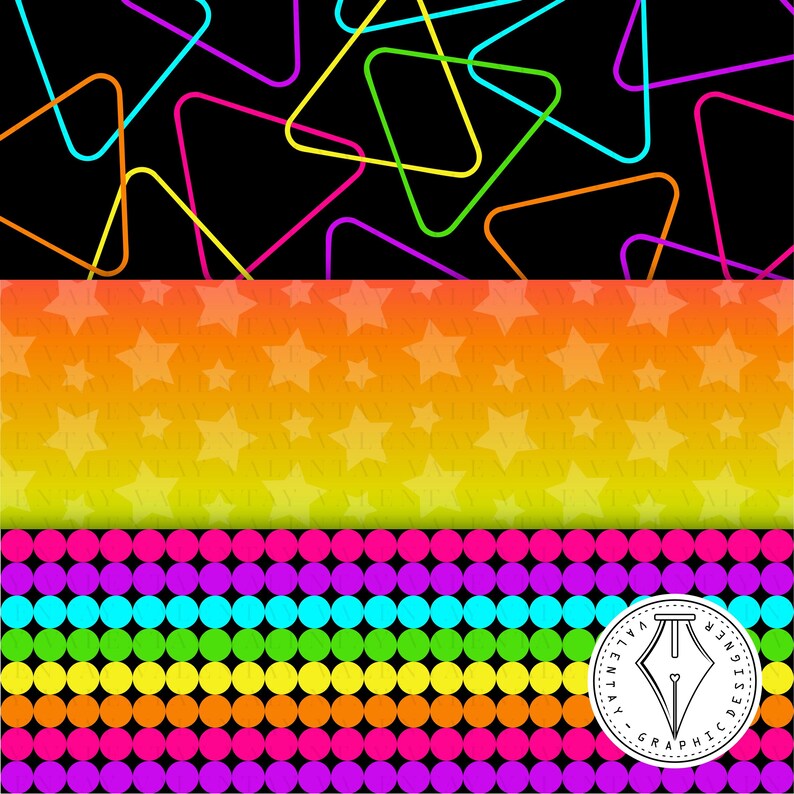 Neon Colors Digital Paper, Bright Colors Scrapbook Paper, Rainbow Paper ...