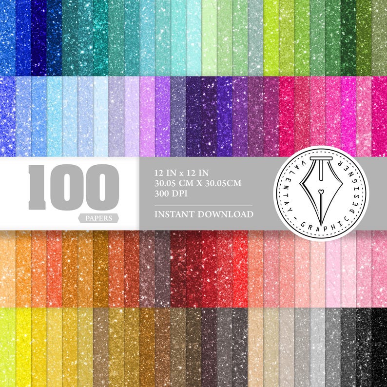 100 Glitter Digital Paper, Sparkle Papers - Etsy
