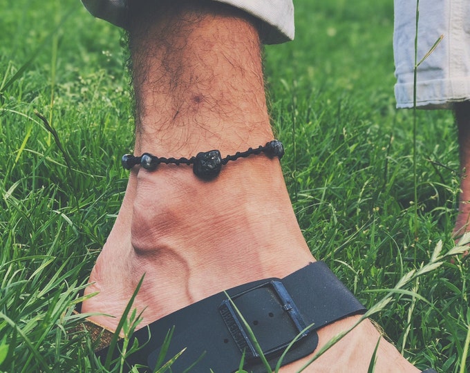 Mens Black Anklet - Elegant Anklet - Tourmaline and Labradorite ...