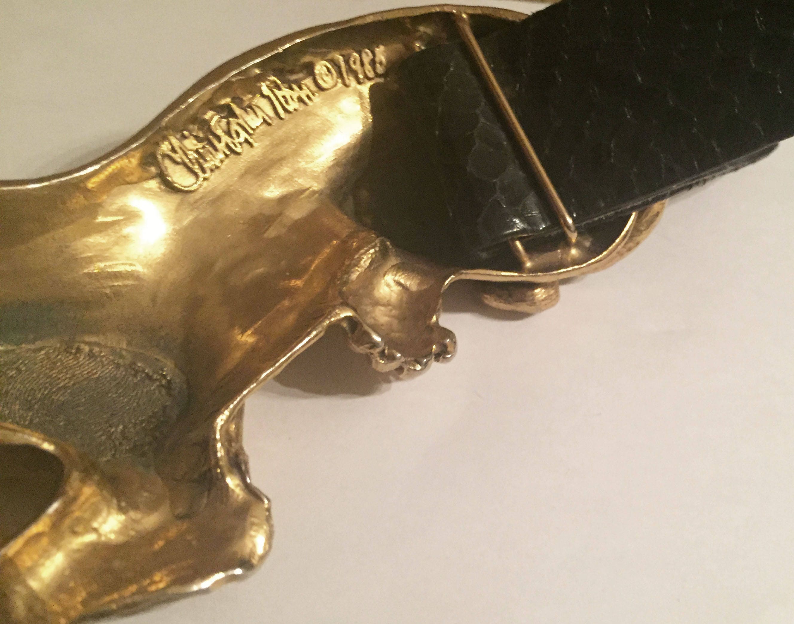 Extremely RARE Christopher Ross 24K Gold Panther Buckle With Black ...