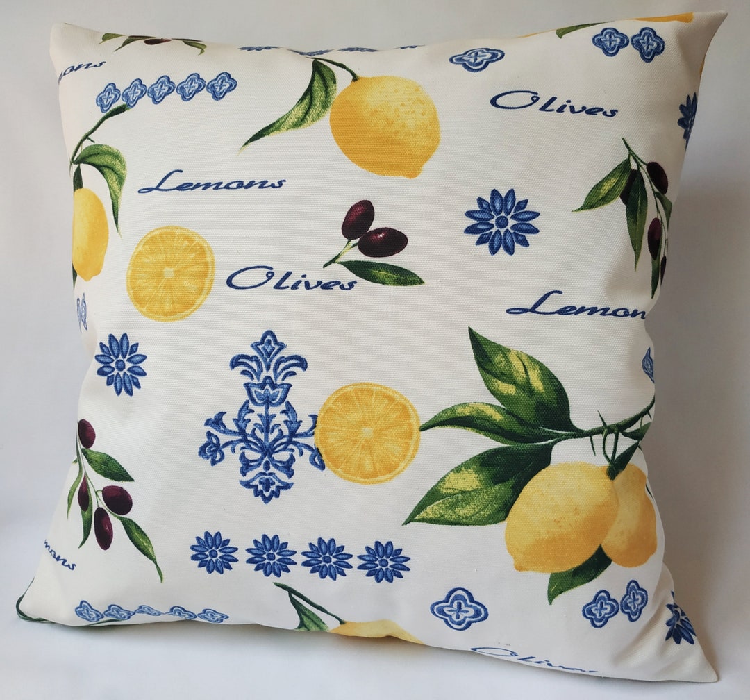 Lemons&olive Cotton Cushions 17 X 17 Double-sided and One-sided for ...