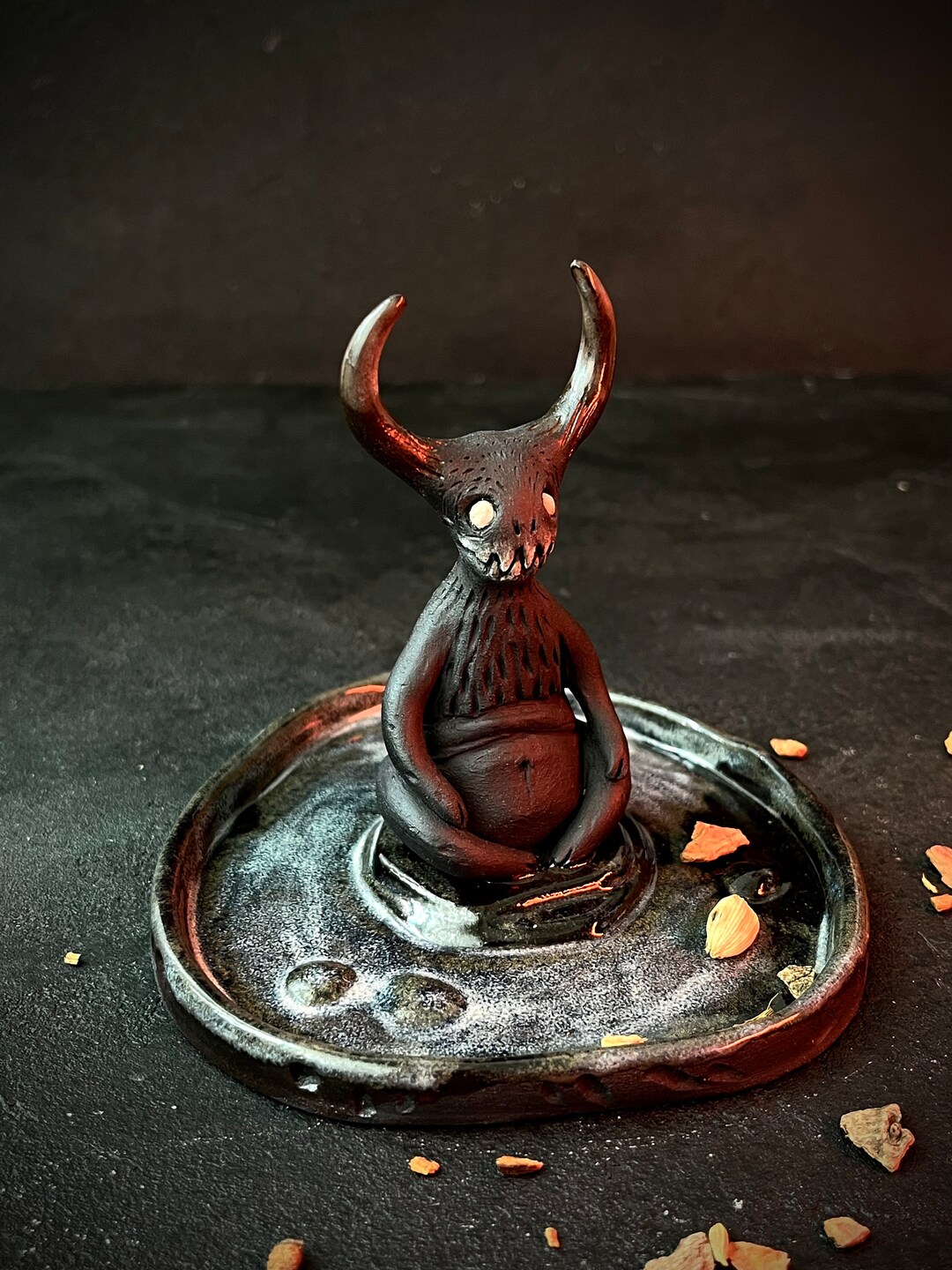Ceramic Black Monster Dish/ring Jewelry Plate/dark Aesthetics Demon ...