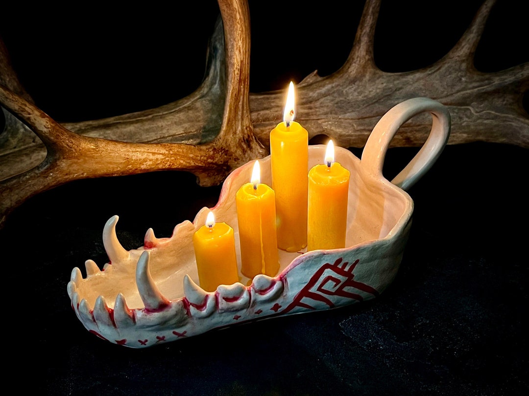 Pottery Animal Jaw Candle Holder/predator Bones/ritual Ceramics/pottery ...