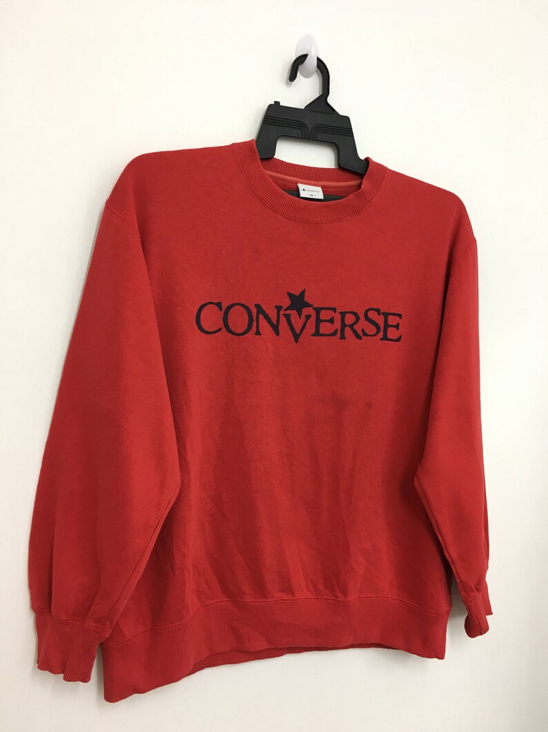 Sale!! CONVERSE Sweatshirt Jumper Pullover Red Color Medium Size on Tag ...