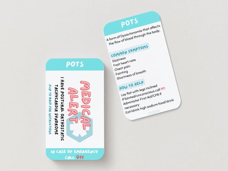 Printable POTS Medical Card | Digital Emergency Contact Card | Medical ...
