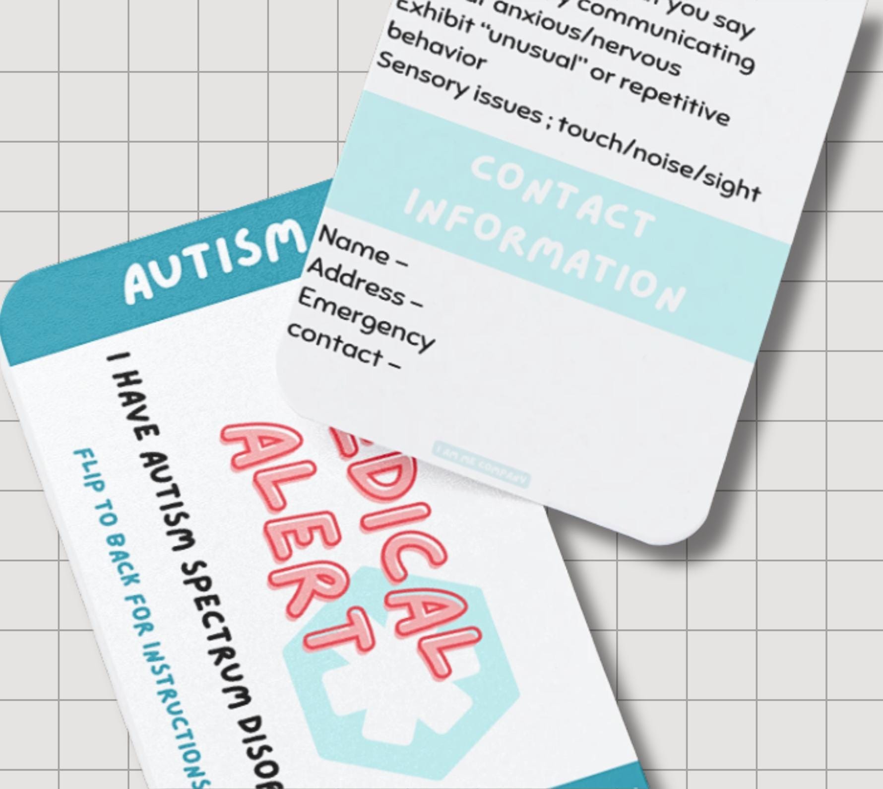 Printable Autism Medical Card | Digital Emergency Contact Card ...