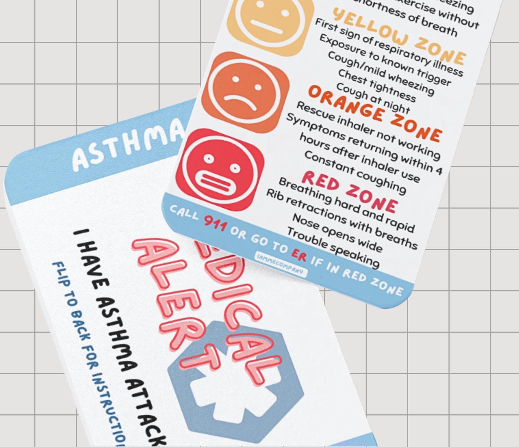 Printable Asthma Medical Card | Digital Emergency Contact Card | Non ...