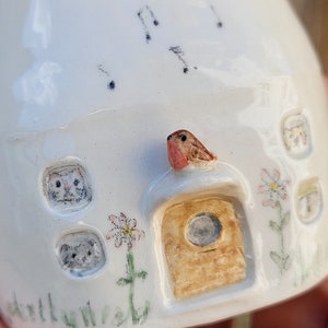 House Bud Vase With a Robin or Blue Tit Bird & Musical Notes Small Hand ...