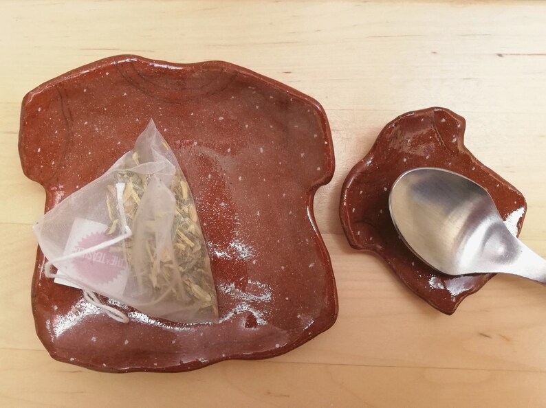 Handmade ceramic teabag holder and teaspoon rest ideal pottery | Etsy