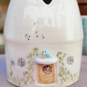 House Bud Vase With a Robin or Blue Tit Bird & Musical Notes Small Hand ...