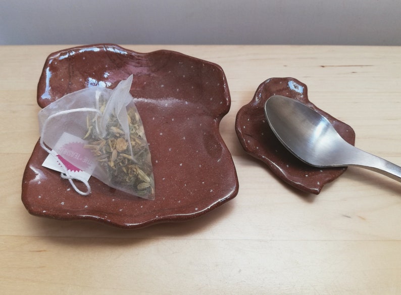 Handmade ceramic teabag holder and teaspoon rest ideal pottery | Etsy
