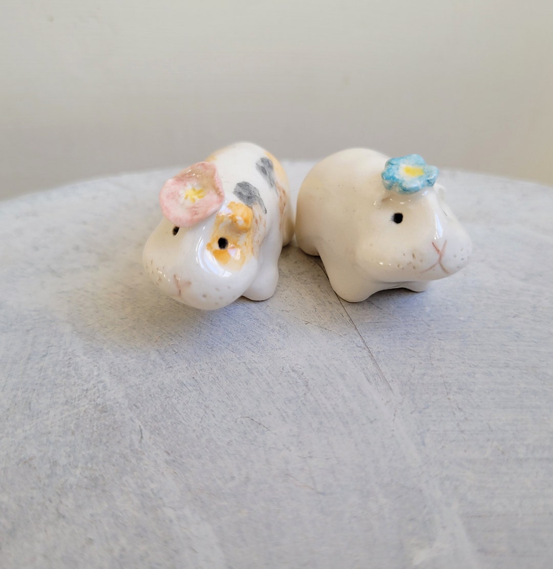 Ceramic Guinea Pig With Blue Forget Me Not Mini Hand Made Gift for Pet ...