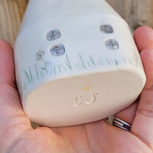 House Bud Vase With a Robin or Blue Tit Bird & Musical Notes Small Hand ...