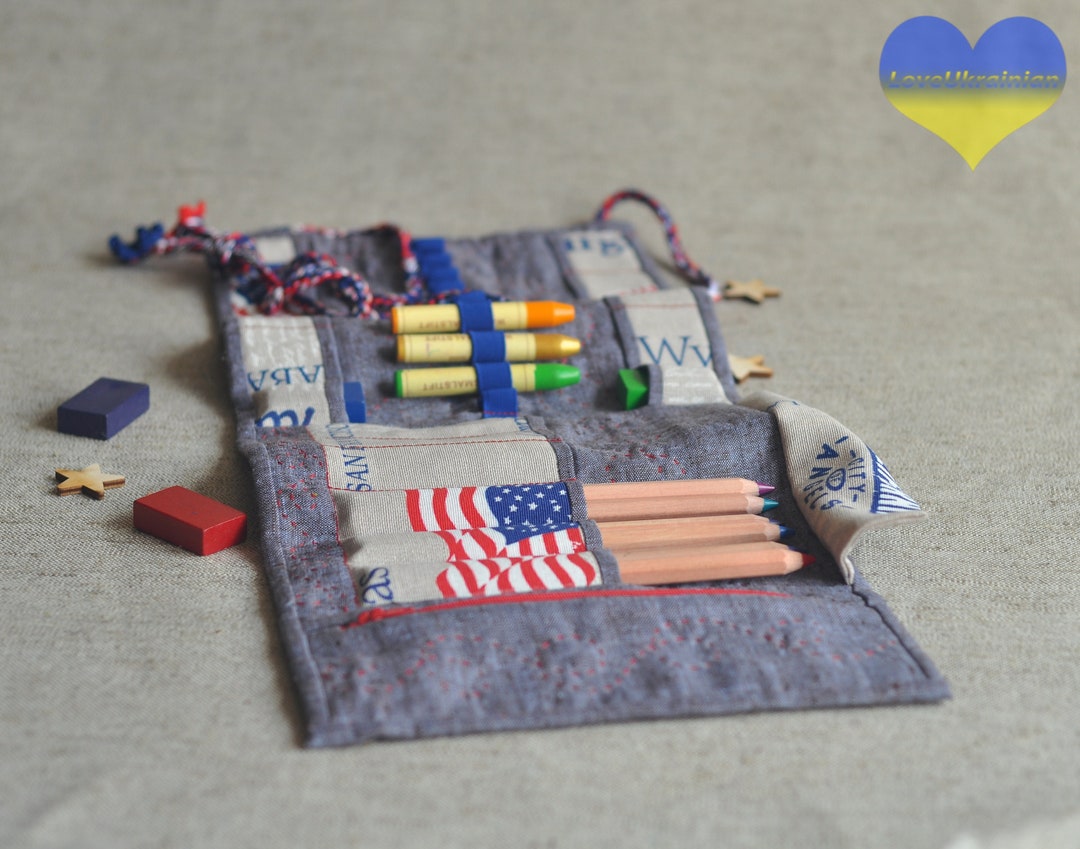 2-in-1 Crayon and Pencil Roll, Fabric Pencil Case, Large Pencil Case ...