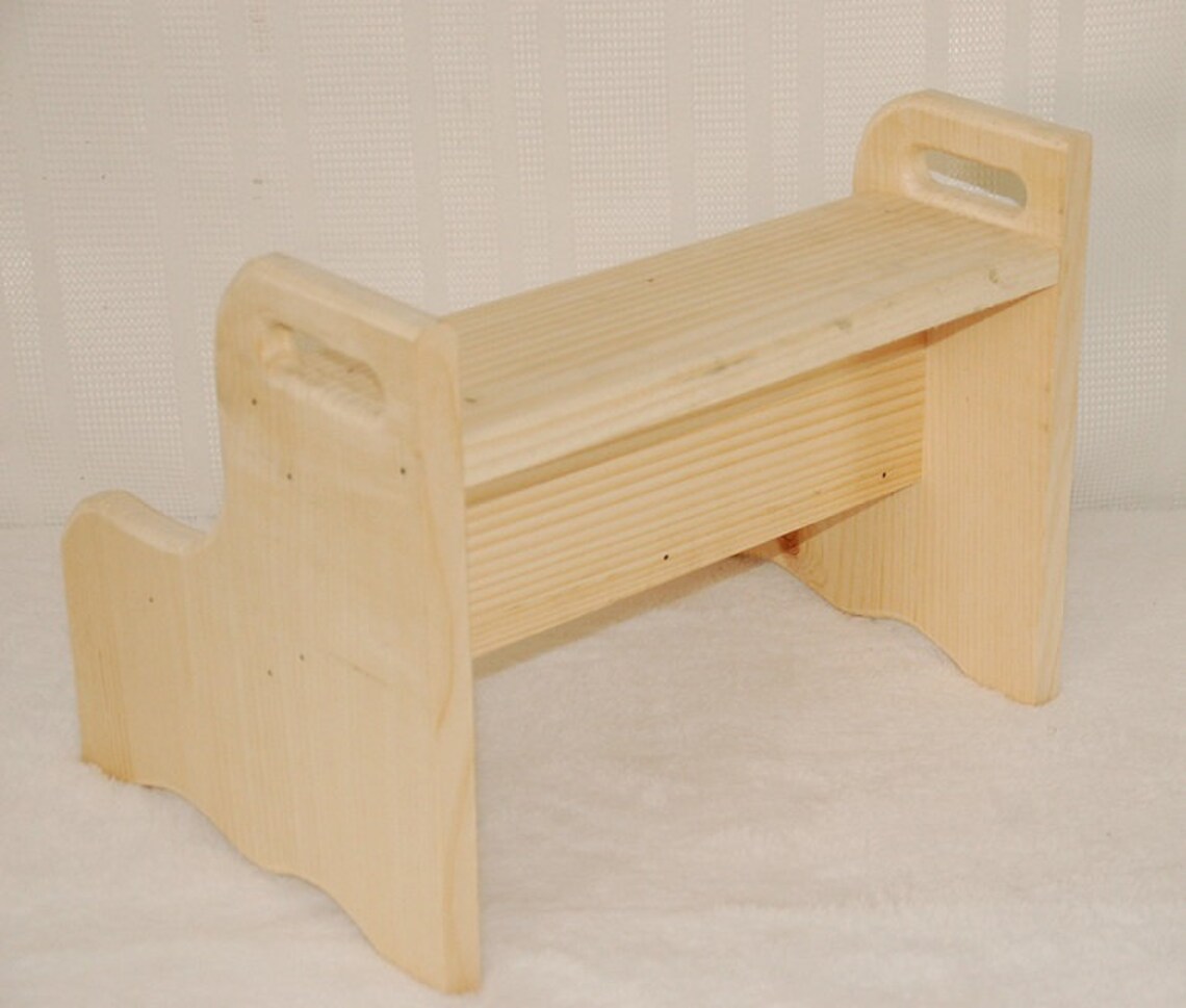 Unfinished Child's Step Stool With Cut Out Handles - Etsy