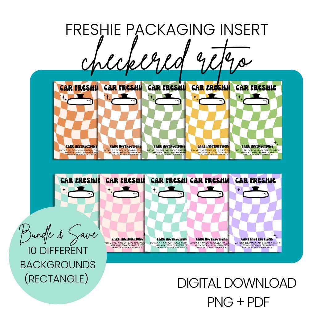 Retro Checkered Car Freshie Packaging Digital Download, Car Freshie Bag ...