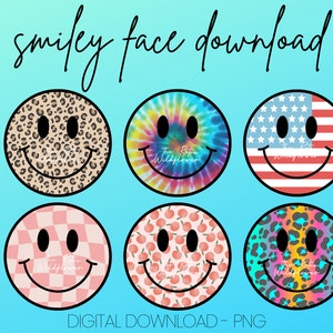 Smiley Face Printable Round Digital Download for Cardstock Freshie ...