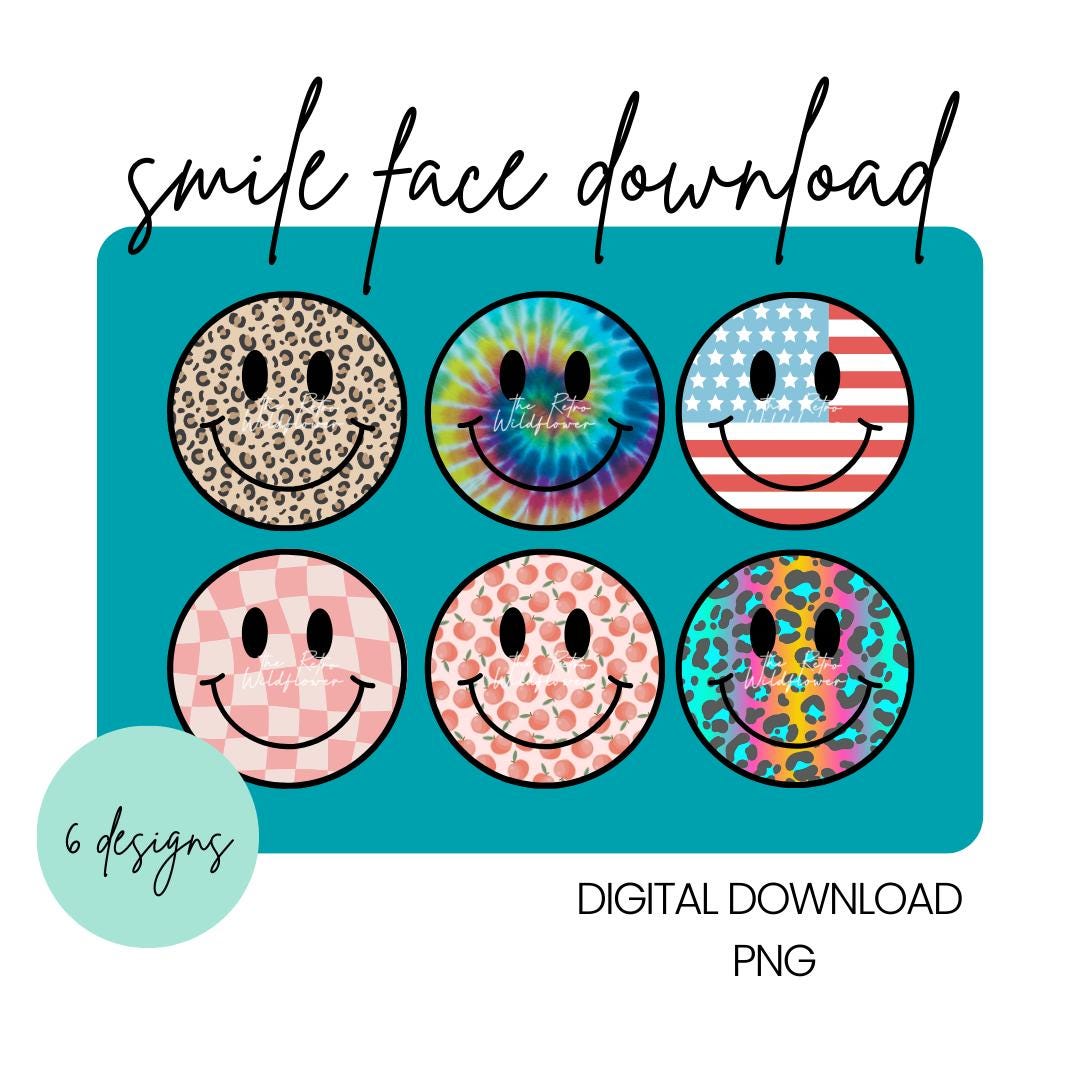 Smile Face Printable Round Digital Download for Cardstock Freshie ...