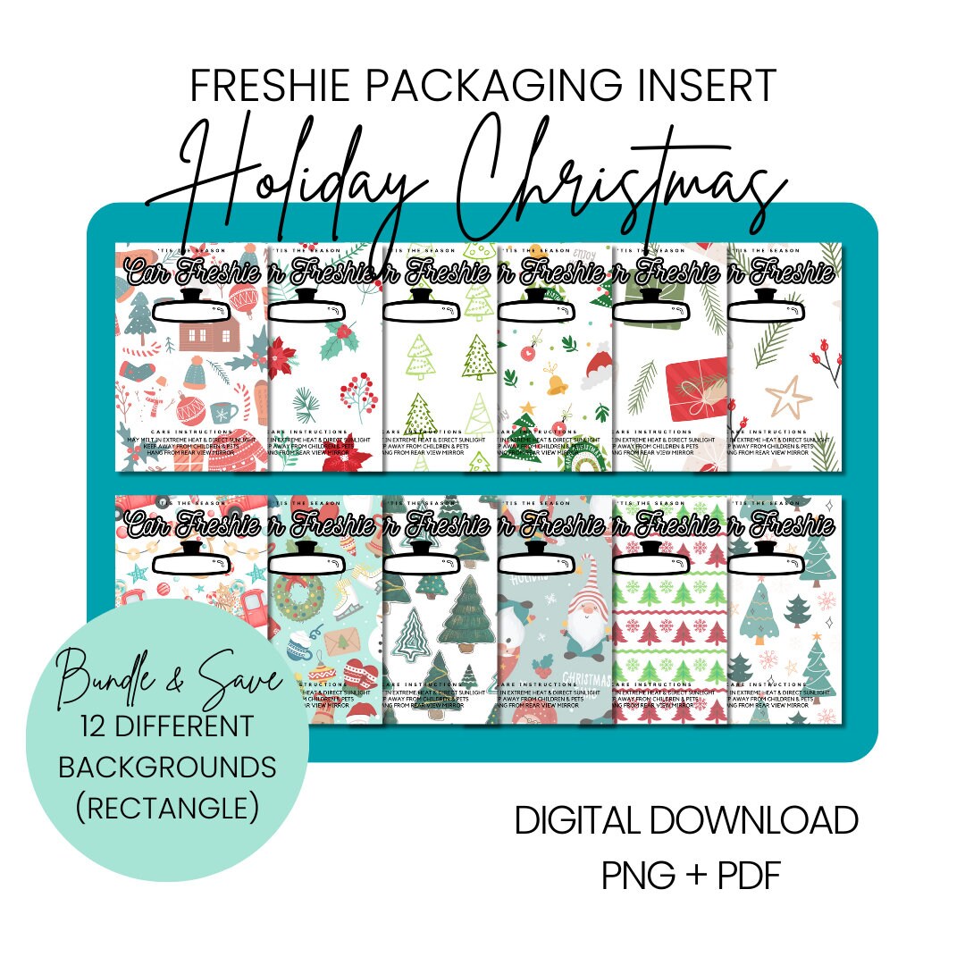 Christmas Car Freshie Packaging: Holiday Insert Bundle (digital ...
