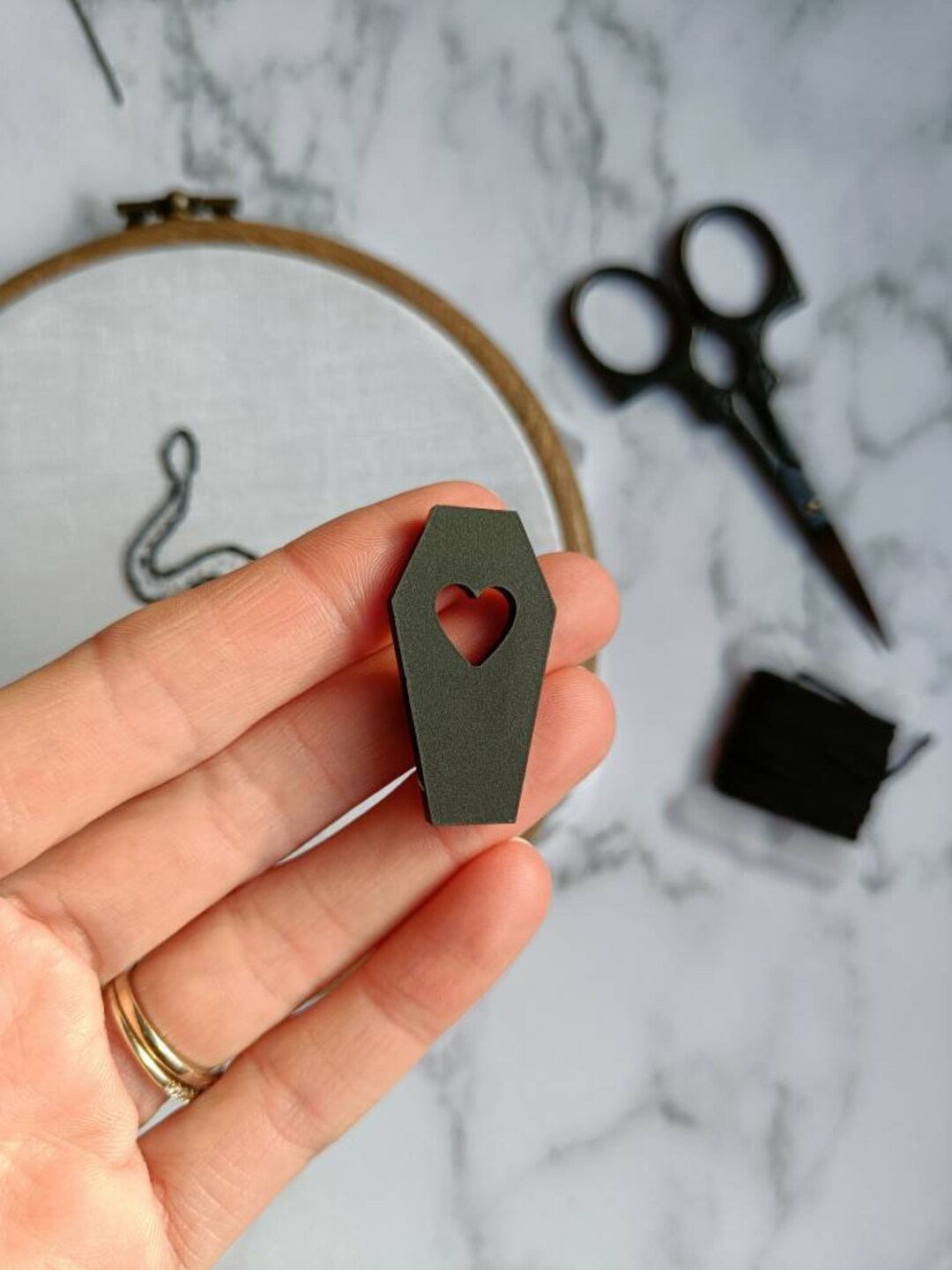 Coffin and Heart Cute, Halloween Gothic Needle Minder, Needle Nanny ...