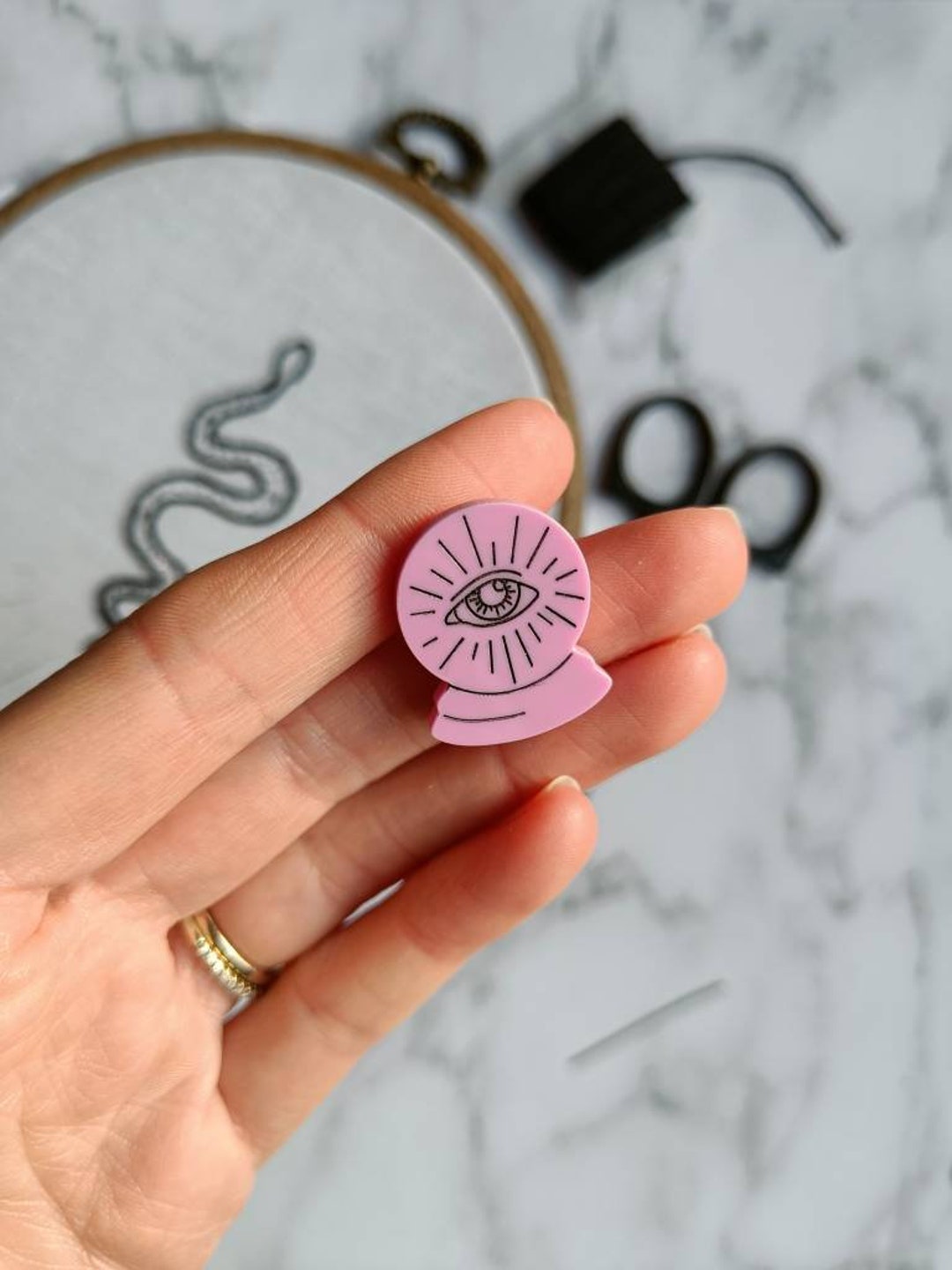 Evil Eye Crystal Ball, Seeing Eye, Halloween Gothic Needle Minder ...
