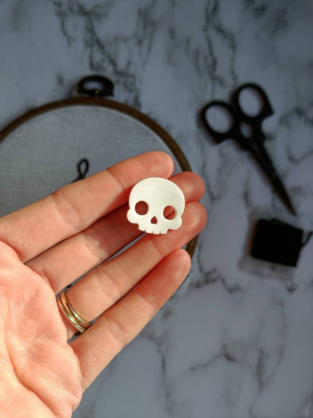 White Skull Cute, Halloween Gothic Needle Minder, Needle Nanny, Cross ...