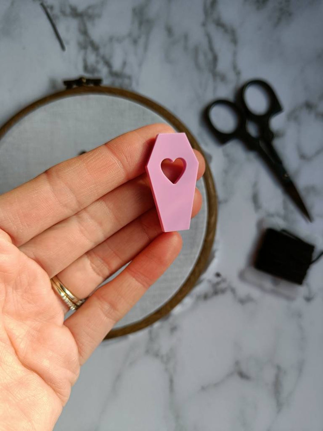 Coffin and Heart Cute, Halloween Gothic Needle Minder, Needle Nanny ...