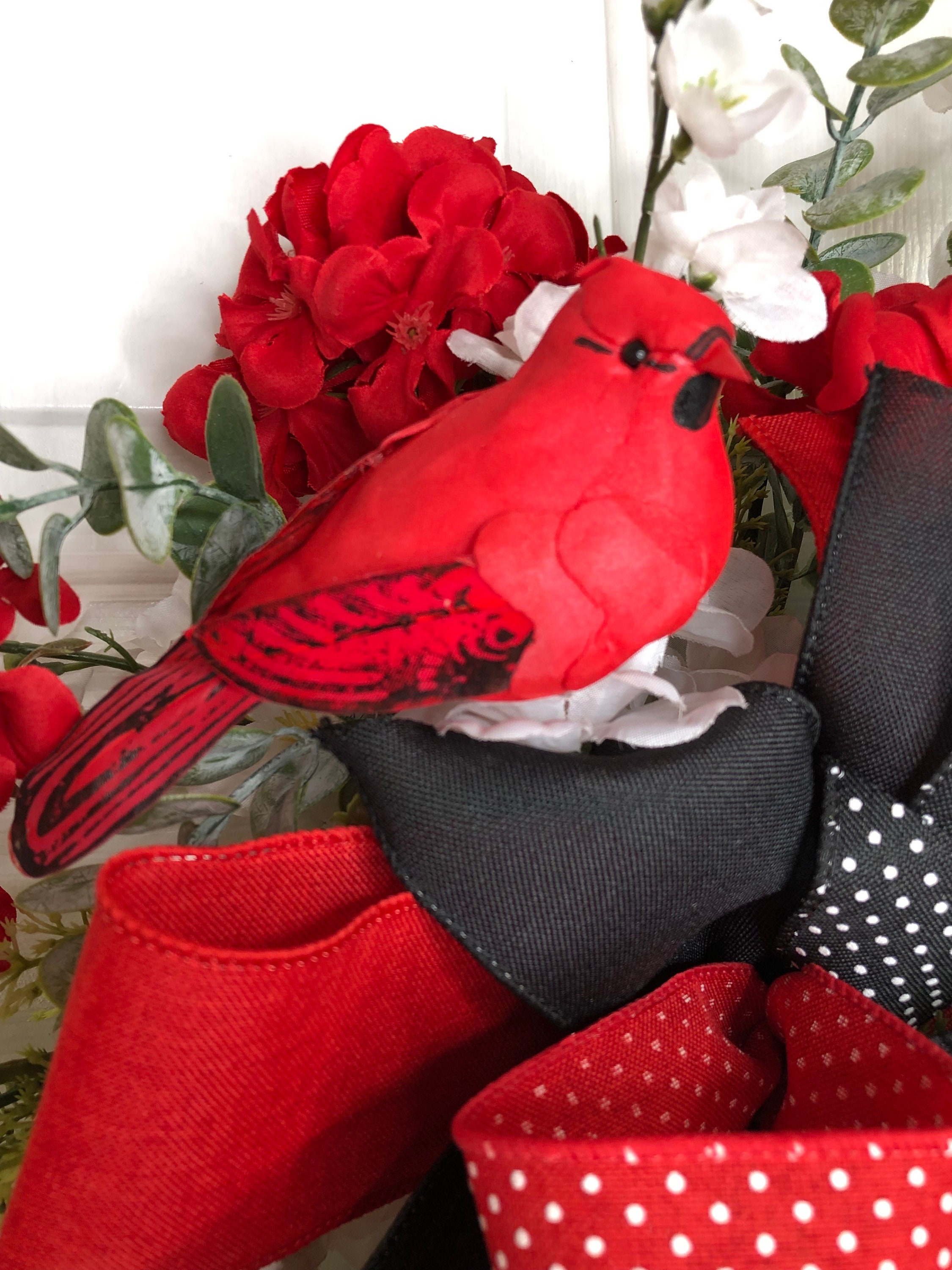 Red Cardinal Memorial Funeral Sympathy Grapevine Wreath, Memorial Gift ...