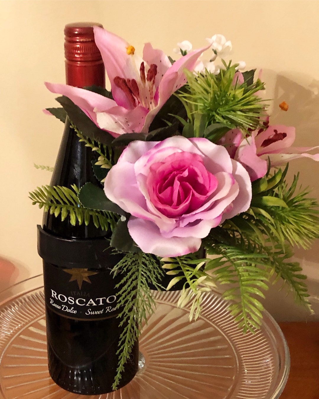 Wine Bottle or Candle Arrangement, Gift for Mom, Gift for Sister, Wine ...
