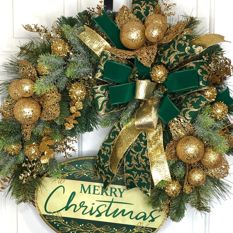 Green Gold Wreath - Etsy