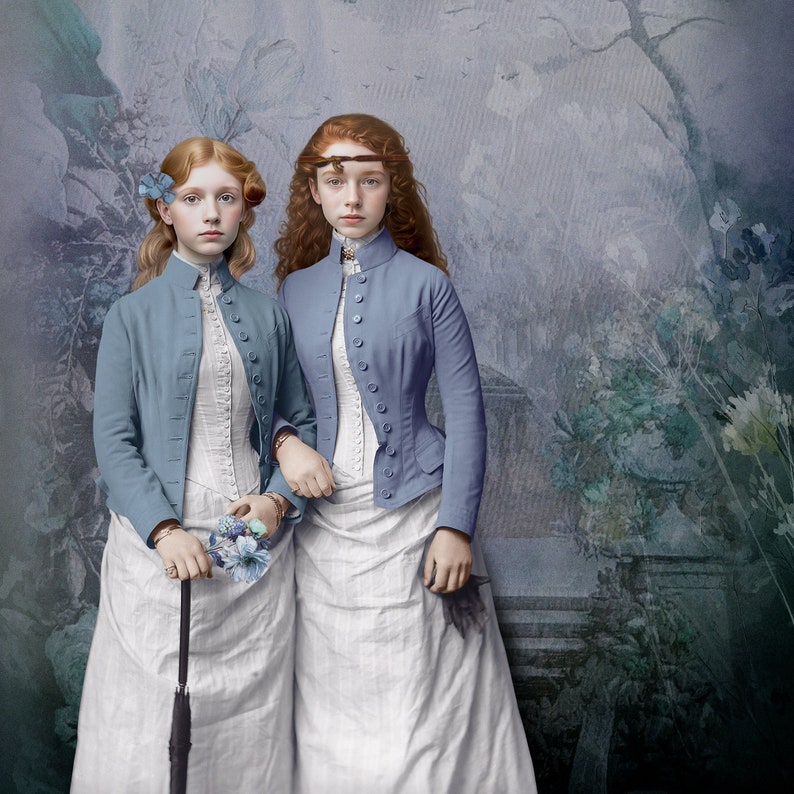 Art, Wall Décor, Young Women, Victorian, Ribbons, Garden, Flowers, Tree ...