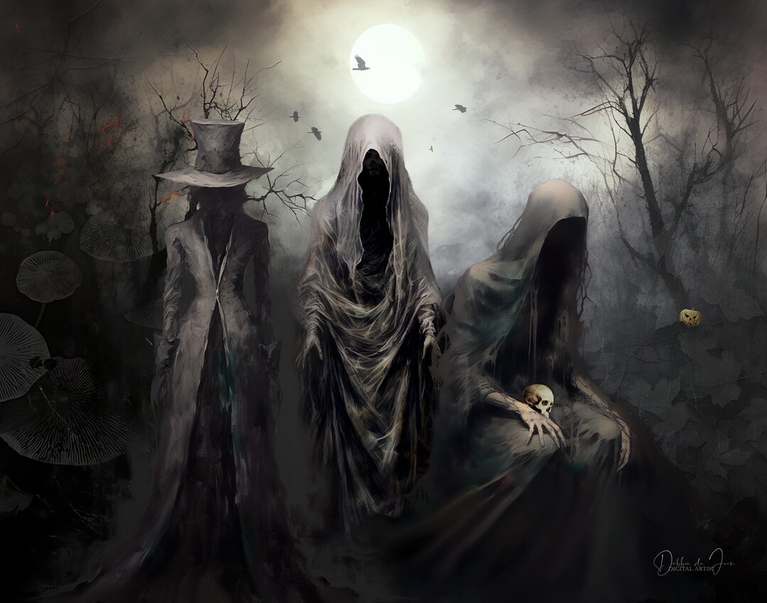 Ghouls and Goblins, Art, Wall Décor, Halloween, Ghostly, Witches, Trees ...