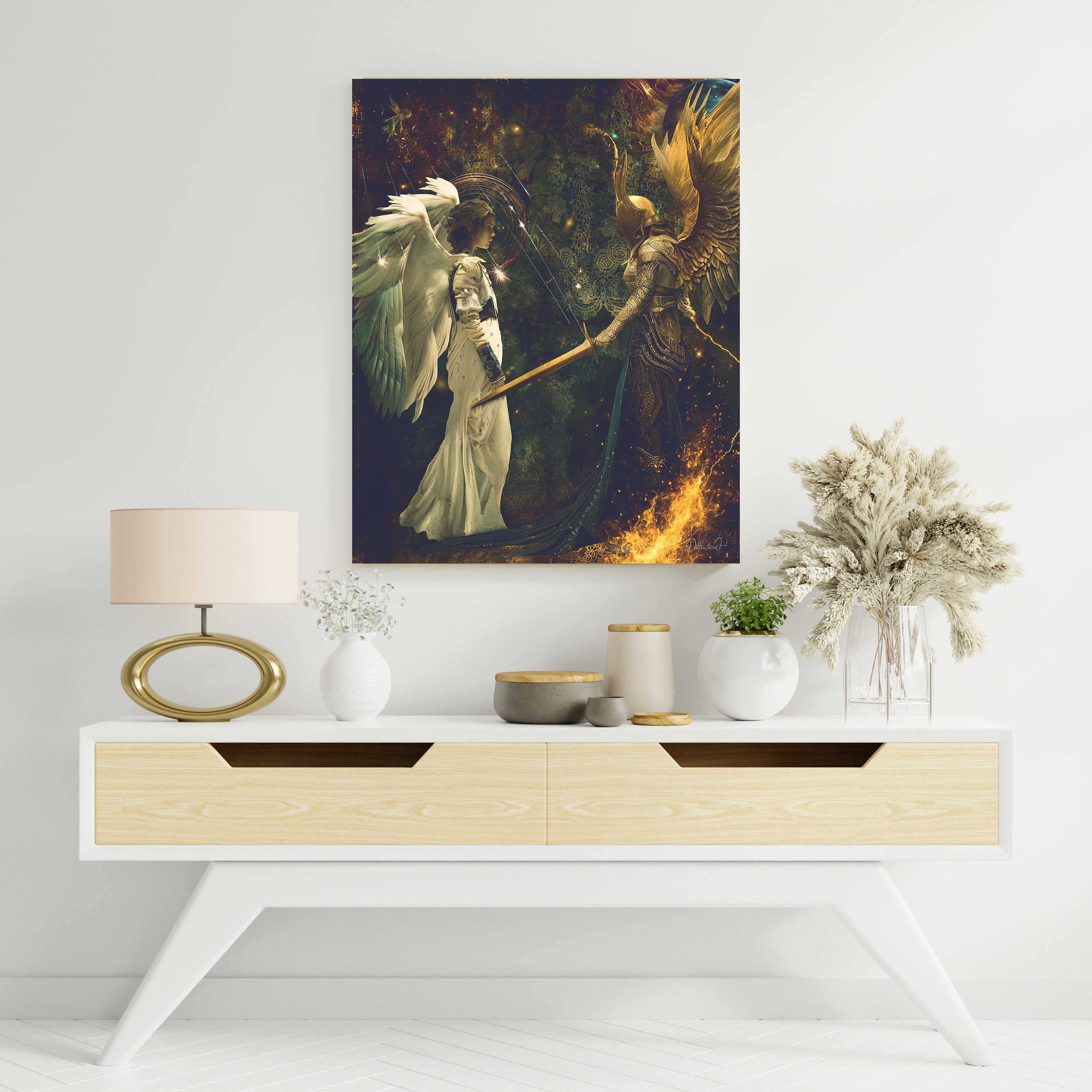 Bowing Before Grace, Angel, Knight, Sword, Wings, Fairy, Halo, Sparkles ...