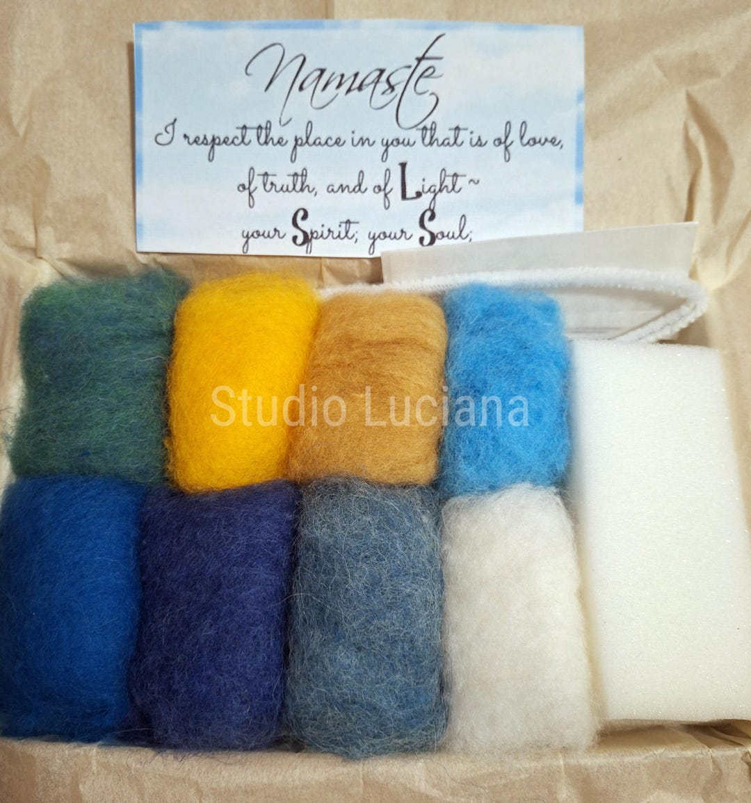 Namaste Gift Box Natural Namaste Colors Wool Batting Needle Felting ...