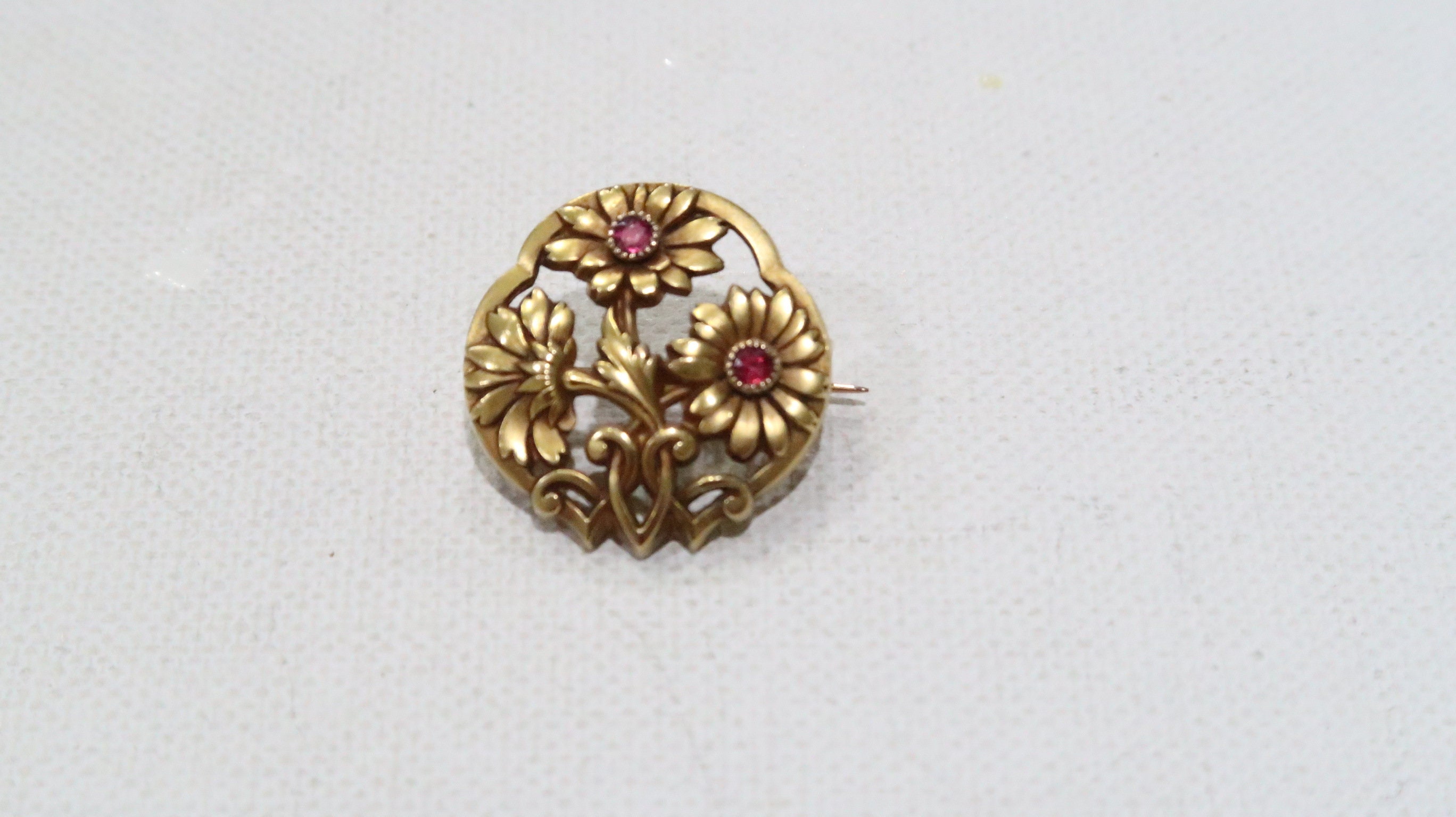 Art Nouveau French Antique FIX Flower Ruby 14K Gold Filled - Etsy