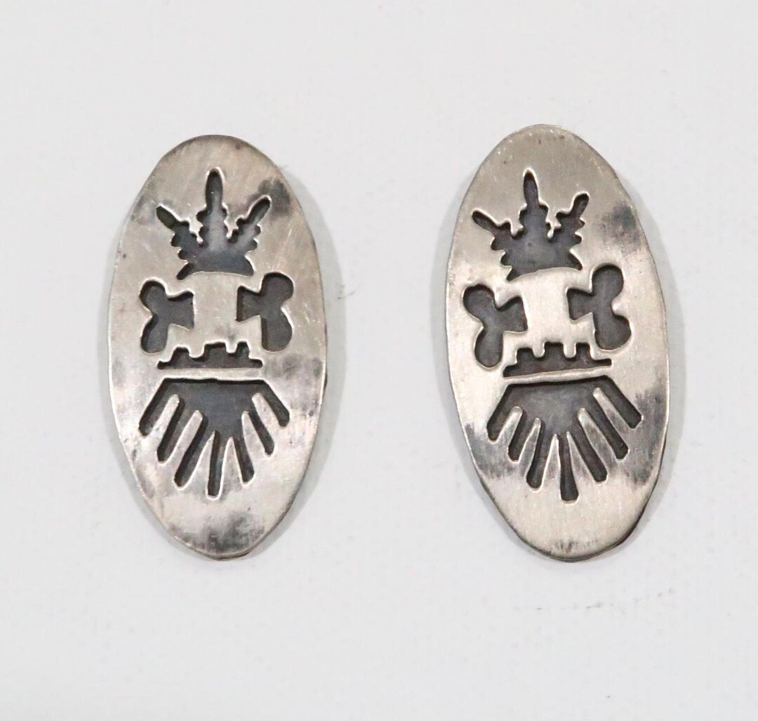 Stunning Hopi Inlay Long Stud SE Sterling Earrings - Etsy