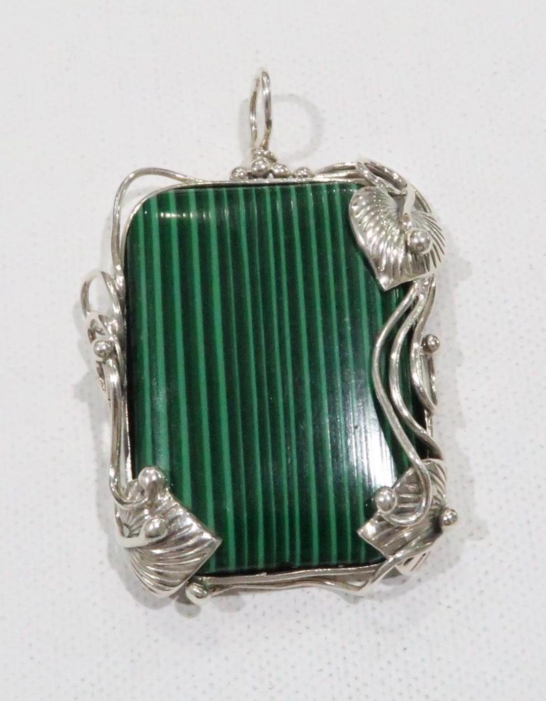 Old English Malachite Like Slab Bead With Pretty Filigree Leaf Work ...