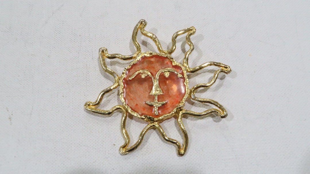 Designer Joy Large Sun Face Plique a Jour Brooch - Etsy