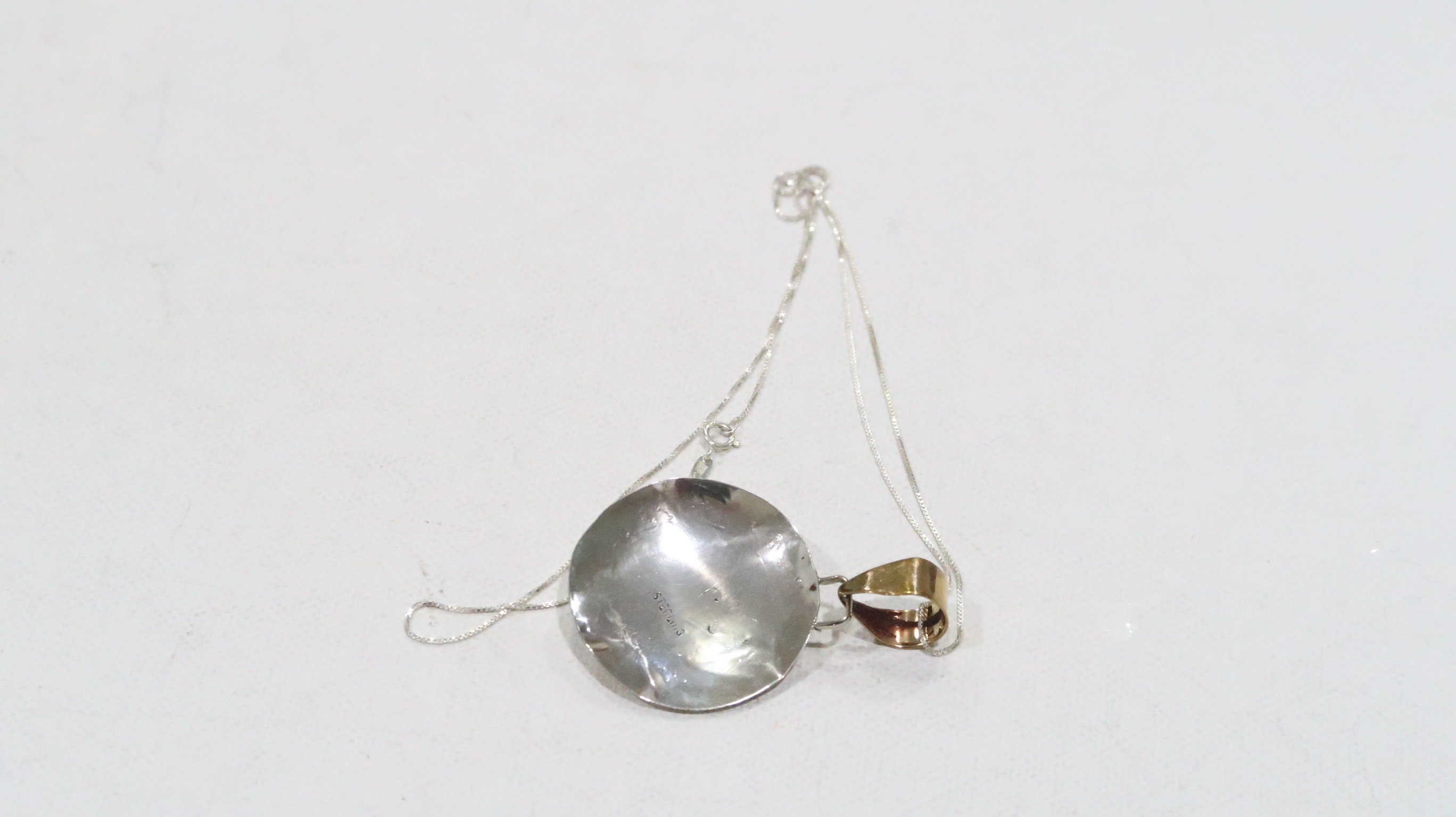 Sterling Navajo Artist Ray Jack Disc Necklace With Gold Overlay Eagle ...