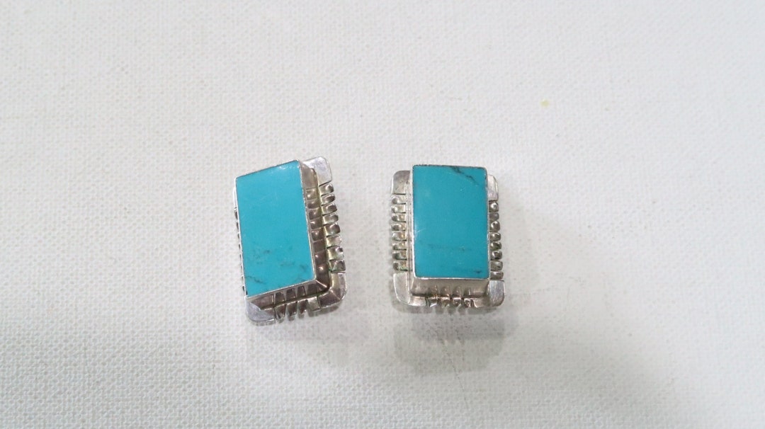 Calderon Atachi Sterling Mexico Taxco TC-84 Huge Turquoise Clip-on ...