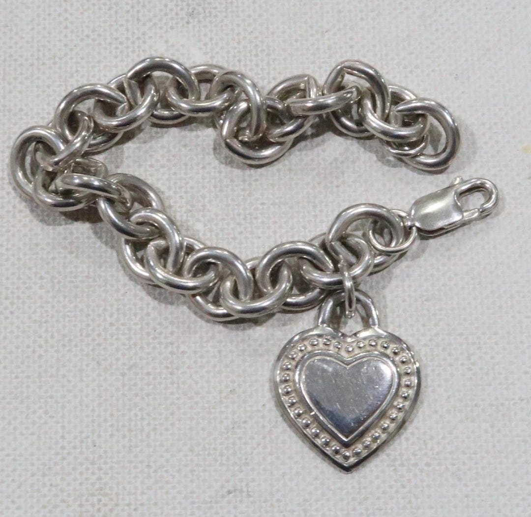 Judith Ripka 925 Sterling Heart Tag Charm Bracelet - Etsy