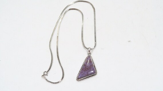 Sterling Sugilite triangle shaped pendant on a thick … - Gem