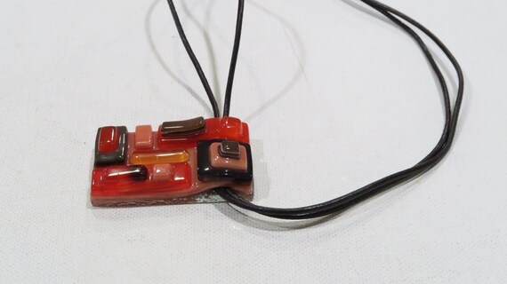 Fused Glass Amazing Artwork Huge Glass Slab Pendant O Gem