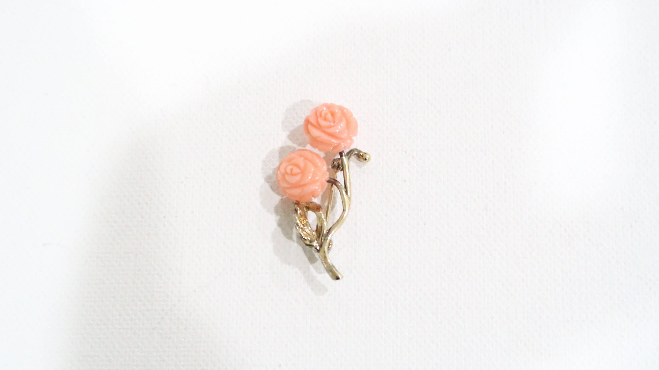 Vintage Sterling Gold Plated Coral Rose Brooch - Etsy