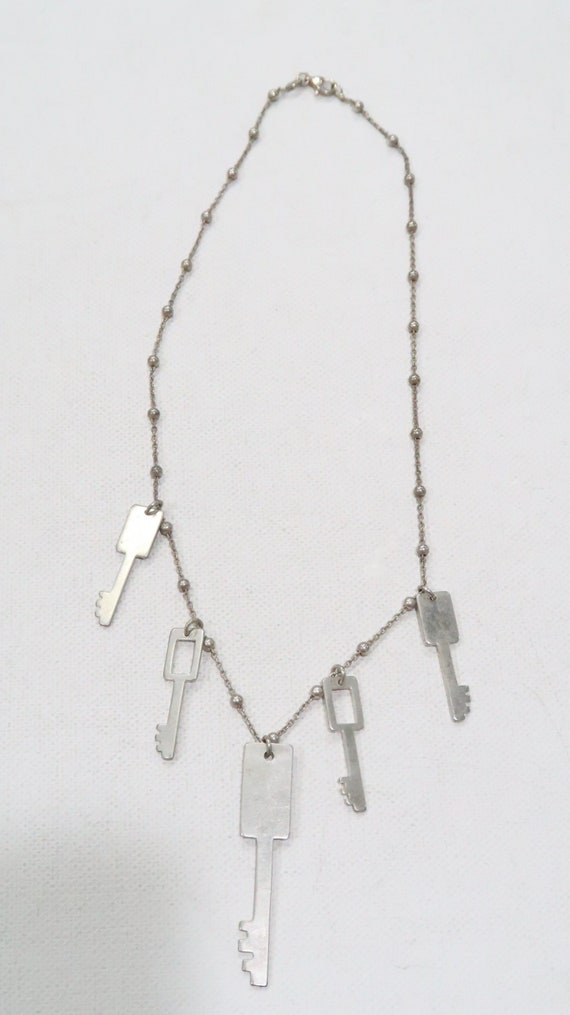 Unique 5 key sterling satellite chain necklace - Gem