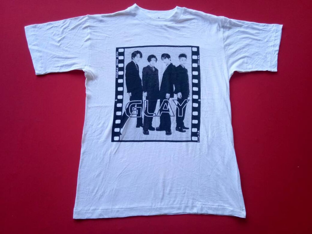 Vintage GLAY Japanese Rock Band White Large T Shirt Music Concert Glay Tour 90s Tees Shirt Size ...