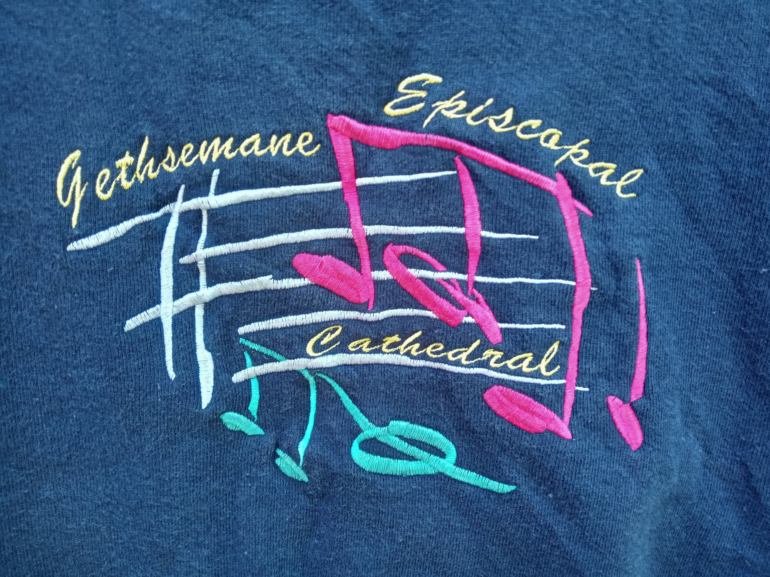 Vintage Musical Floral Sweatshirt Blue Large Casual Sweater Crewneck ...